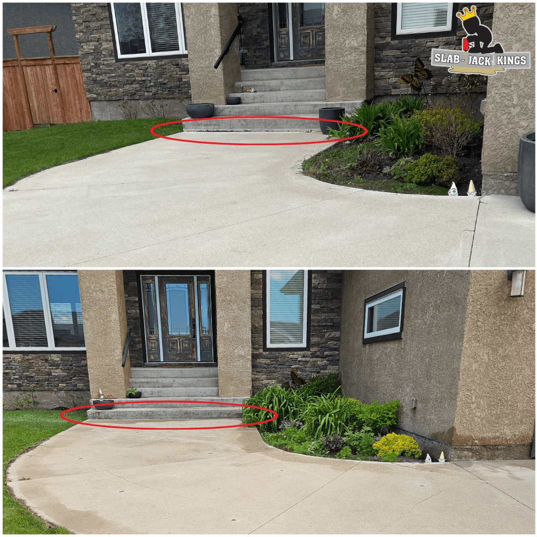 Concrete Leveling With Foam Sidewalk Before & After - Slab-Jack Kings